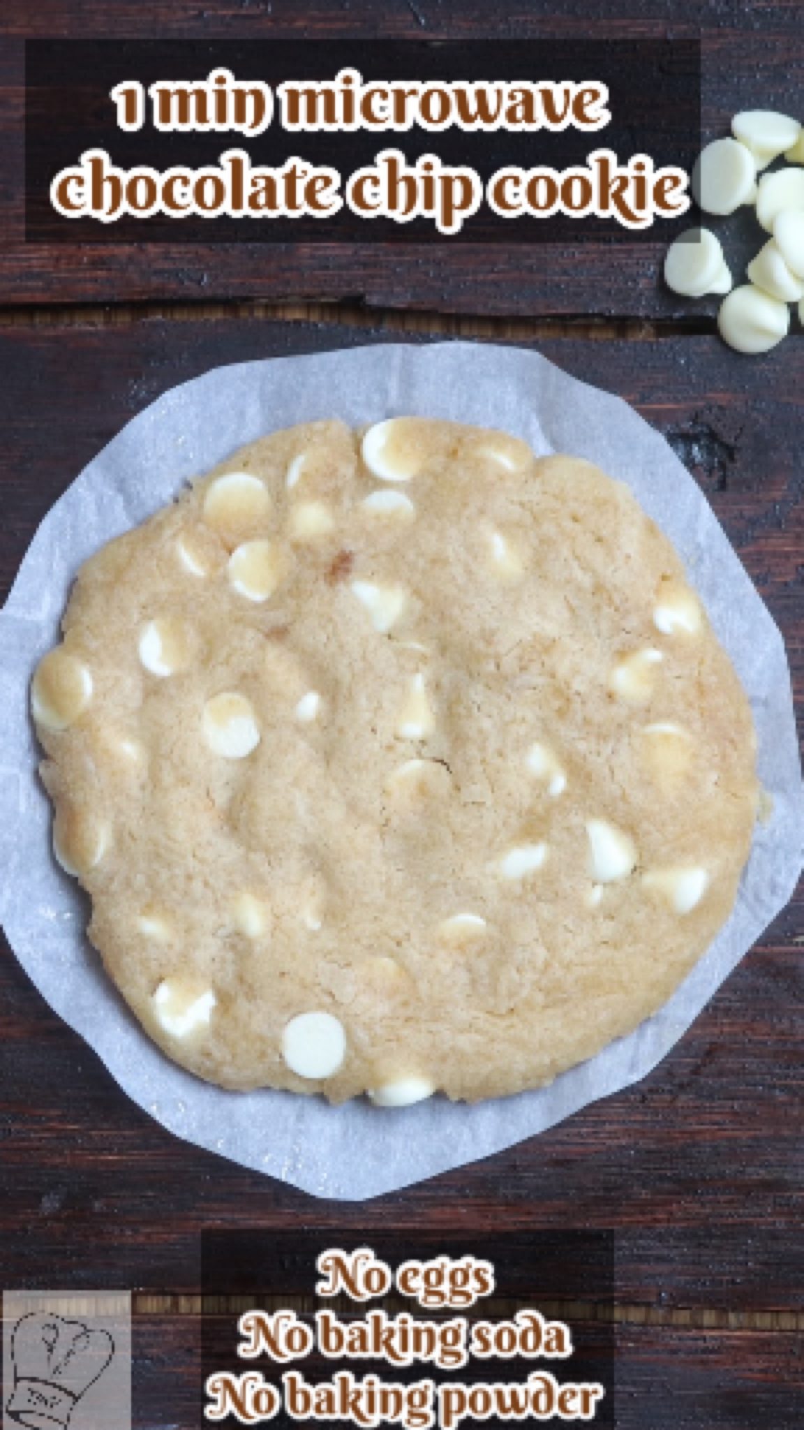 White chocolate chip cookie | 1-Minute Eggless Microwave Cookies ...