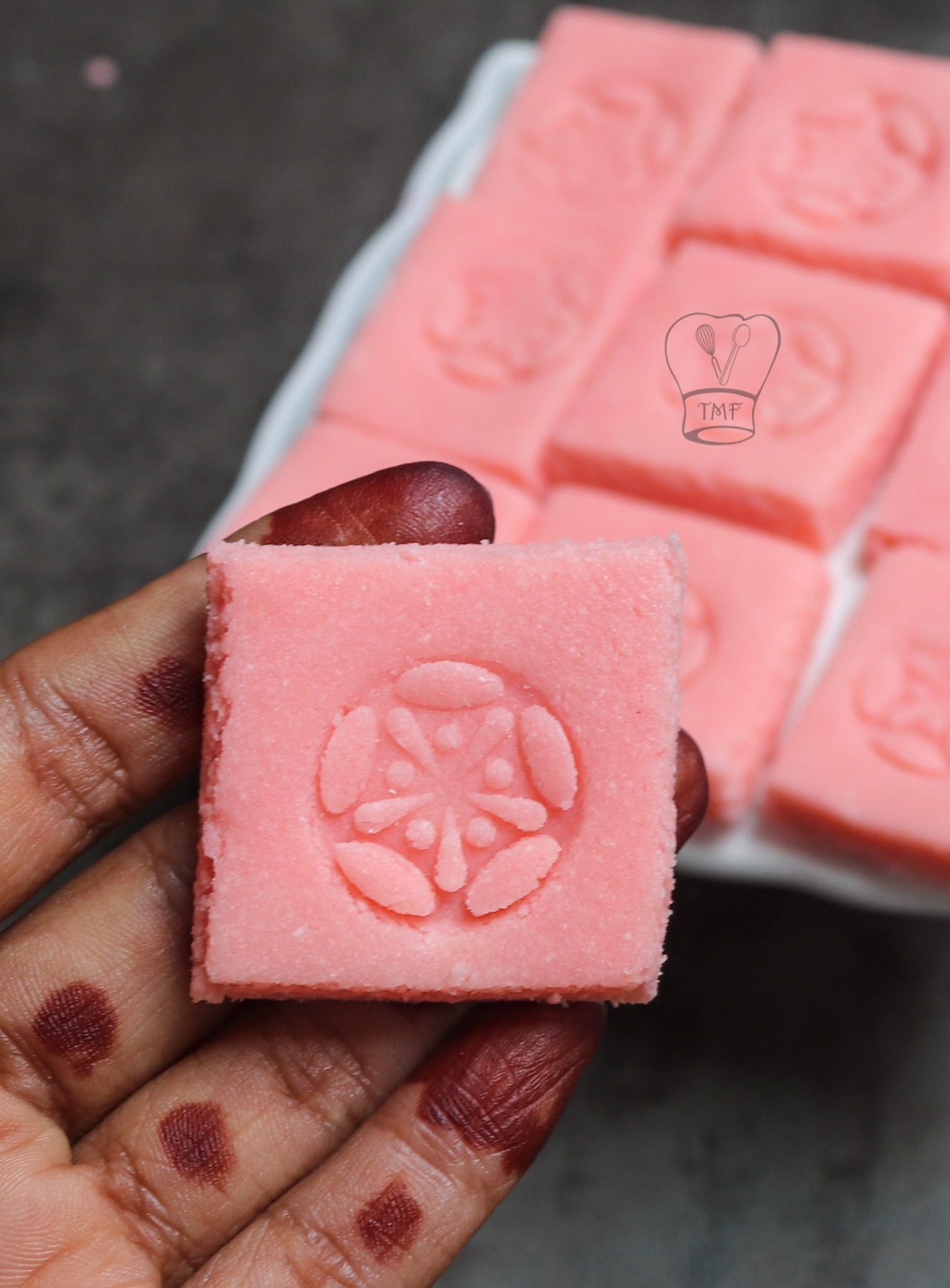 Rose coconut burfi | Coconut rose burfi - Traditionally Modern Food
