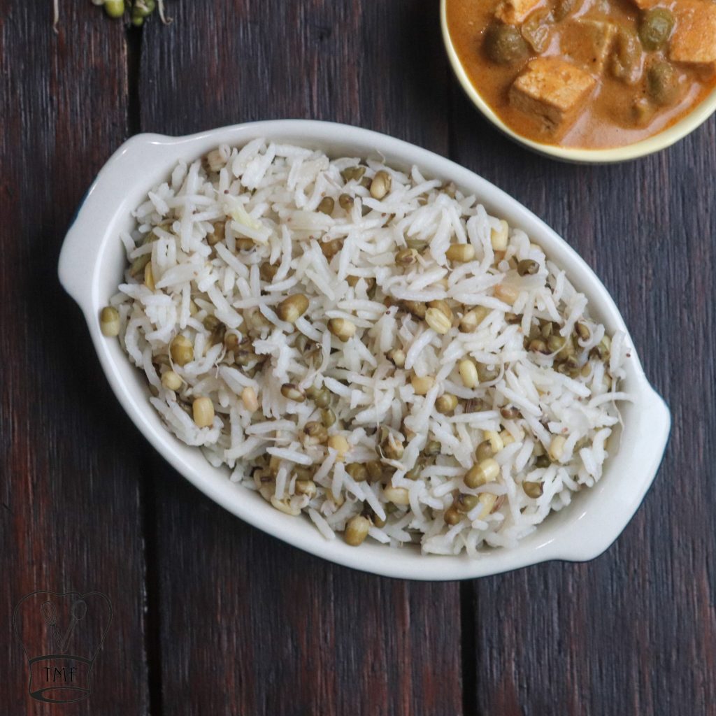 Moong sprouts pulao recipe - Traditionally Modern Food
