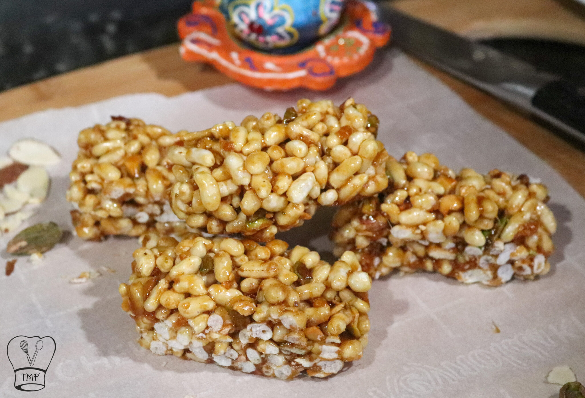 Caramel puffed rice bars | Caramel pori urundai - Traditionally Modern Food