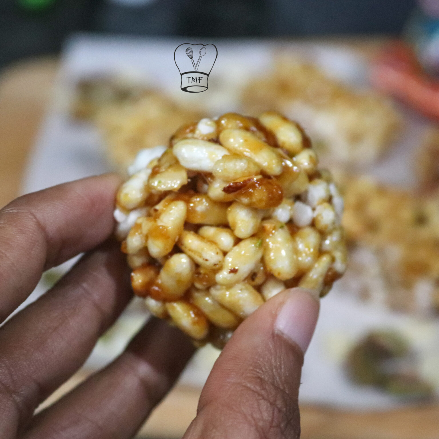 Caramel puffed rice bars | Caramel pori urundai - Traditionally Modern Food