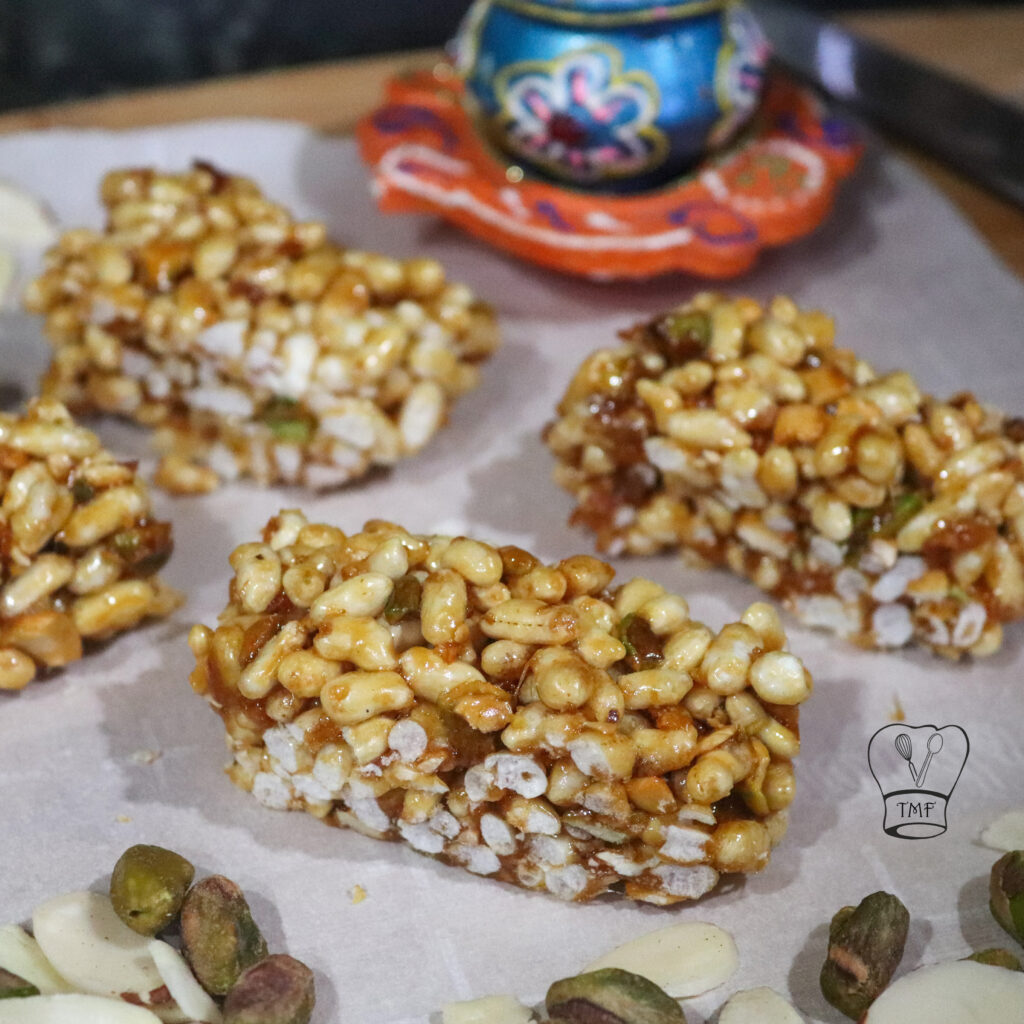 Caramel puffed rice bars | Caramel pori urundai - Traditionally Modern Food