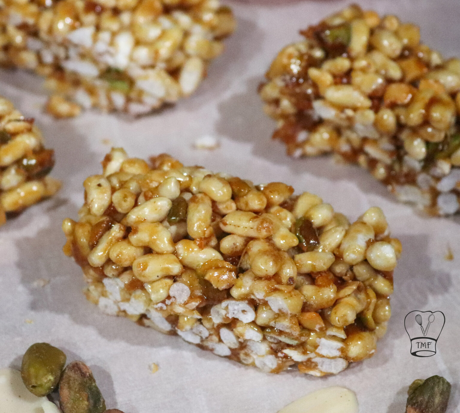 Caramel puffed rice bars | Caramel pori urundai - Traditionally Modern Food