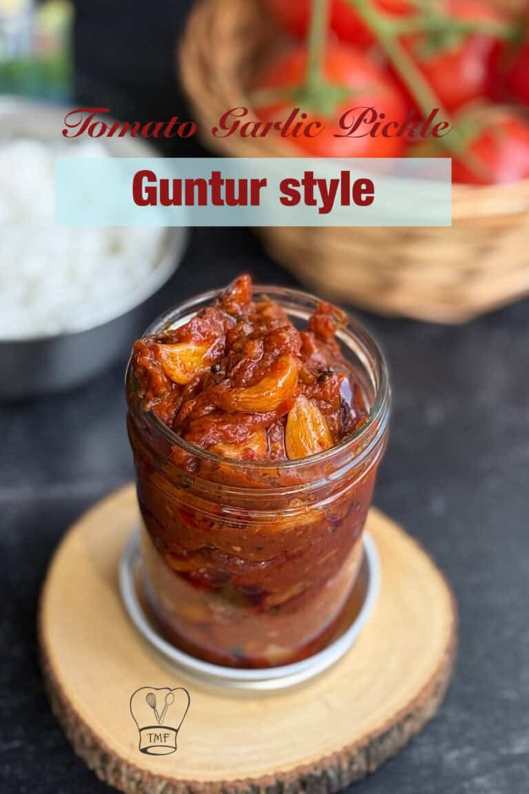 Andhra style Tomato garlic pickle | Thakkali poondu thokku ...