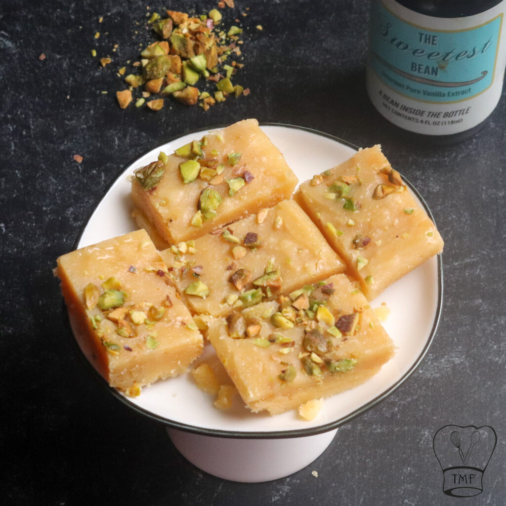 Vanilla Ice Cream burfi | Vanilla milk cake - Traditionally Modern Food