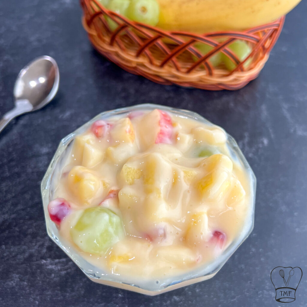 Fruit custard | fruit salad with custard recipe - Traditionally Modern Food