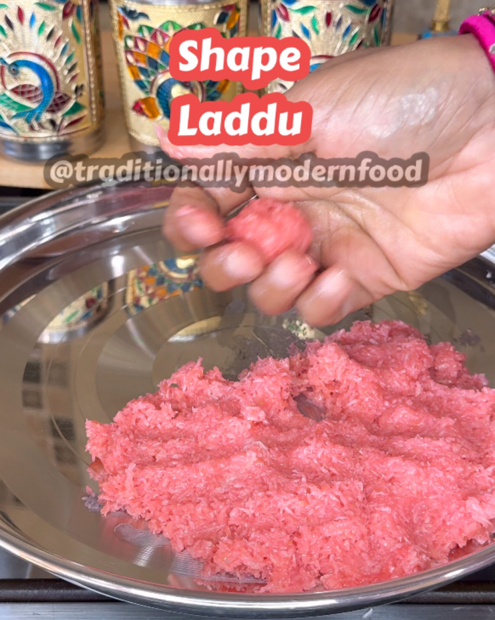 Rose coconut ladoo | coconut rose laddu - Traditionally Modern Food