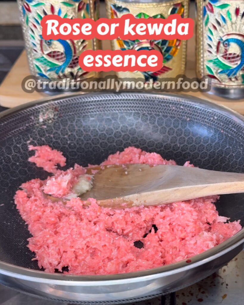 Rose coconut ladoo | coconut rose laddu - Traditionally Modern Food