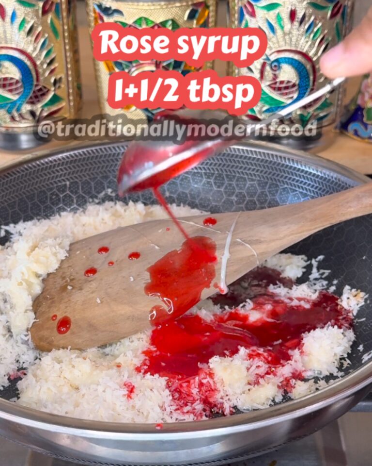 Rose coconut ladoo | coconut rose laddu - Traditionally Modern Food